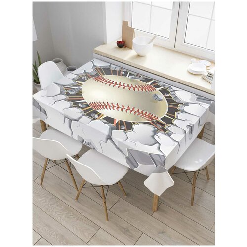 Скатерть прямоугольная JoyArty на кухонный стол "Разрушительный бейсбол" из оксфорда, 180x145 см