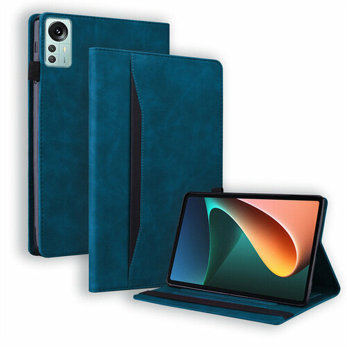 Чехол-книжка MyPads Prestigio retrò для планшета Xiaomi Pad 5 Pro 12.4 из импортной кожи с крепежом держателем для стилуса и визитницей Ретро синий
