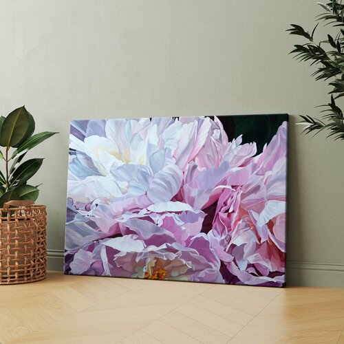 Картина на холсте (Картина с розовыми и белыми цветами) 40x60 см. Интерьерная, на стену.