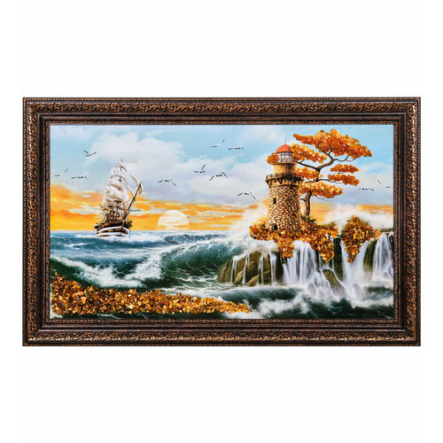 Картина Осенний залив (янтарная крошка)