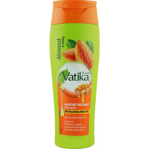 Vatika ALMOND AND HONEY Moisture Treatment Shampoo, Dabur (Ватика миндаль И МЕД Шампунь увлажняющий для сухих, вьющихся и жестких волос, Дабур), 200 мл.