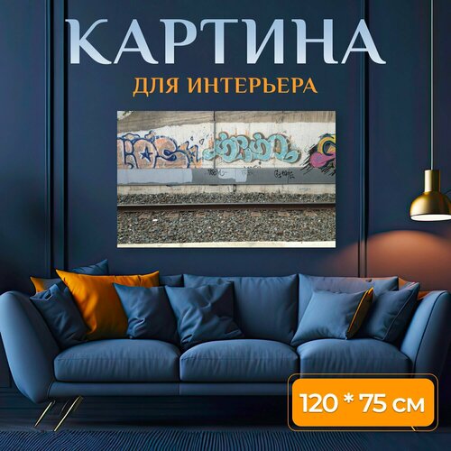 Картина на холсте "Граффити, спрей, краска" на подрамнике 120х75 см. для интерьера