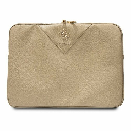 Guess для ноутбуков 13"/14" чехол Sleeve PU Grained leather 4G metal logo with Zipper Light Gold