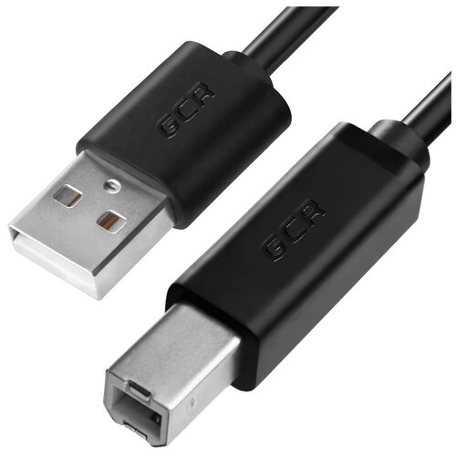 GCR Кабель 0.3m USB AM/BM, черный, 28/28 AWG, экран, армированный, морозостойкий