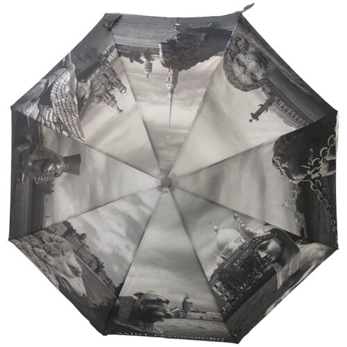 Зонт Петербургские зонтики, автомат, 3 сложения, купол 112 см., 8 спиц, система «антиветер», чехол в комплекте, для мужчин, серый