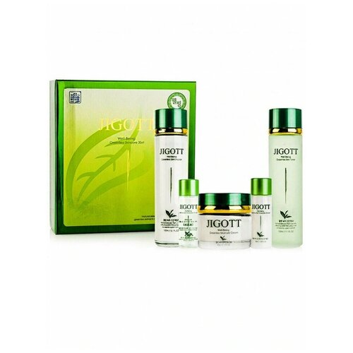 Jigott Well-Being Green Tea Skin Care 3Set. Набор косметический для лица с экстрактом зеленого чая.