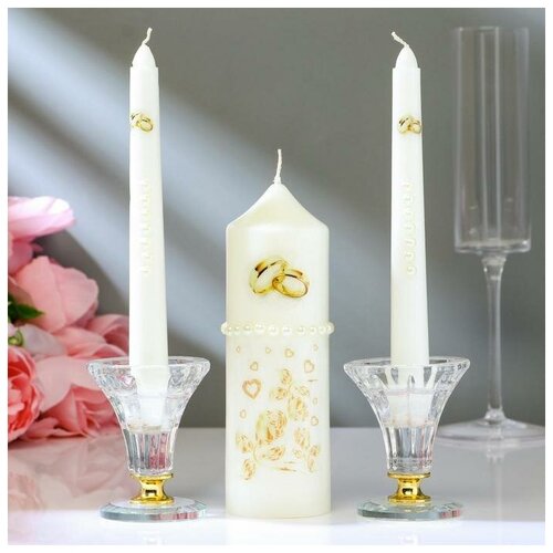 Набор свечей "Свадебный" №1 Белый, ручная работа 1424871