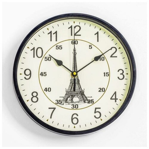 Часы настенные "Париж", d=25 см, ААА, 24 х 4 х 11 см, арабские цифры, микс