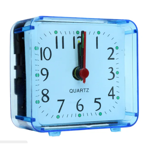 Бесшумные электронные часы с будильником синие
