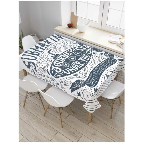 Скатерть прямоугольная JoyArty на кухонный стол "Приключения субмарины" из оксфорда, 180x145 см