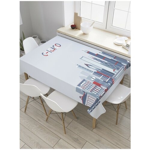 Скатерть прямоугольная JoyArty на кухонный стол "Чикаго арт" из оксфорда, 120x145 см