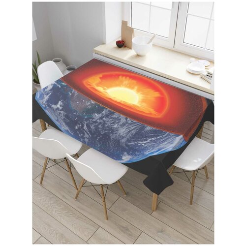 Скатерть прямоугольная JoyArty на кухонный стол "Ядро планеты" из оксфорда, 180x145 см
