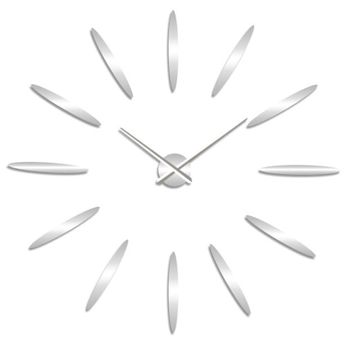 Большие настенные 3D часы MIRRON 120.10-С/Кварцевый бесшумный механизм/Часы конструктор/Часы наклейка/120 см/Серый (серебристый) цвет