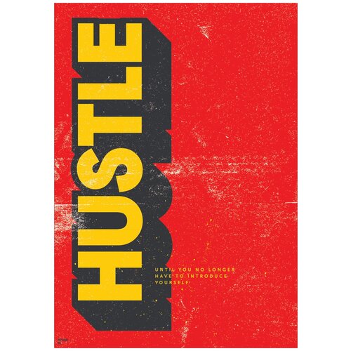 Мотивационный интерьерный постер мотиватор "HUSTLE" размера 50х70см 500*700 мм без рамы в тубусе
