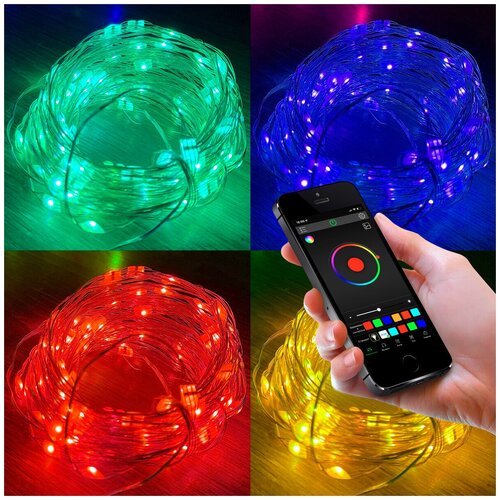 Гирлянда SH Lights ILDM100RGB-USB-APP "Нить" c управлением через приложение, 10 м, 100 минисветодиодов, питание от USB, RGB