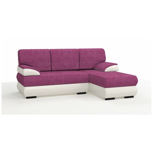 Угловой диван Фиджи велюр розовый + экокожа белый. Спальное место: 214/154