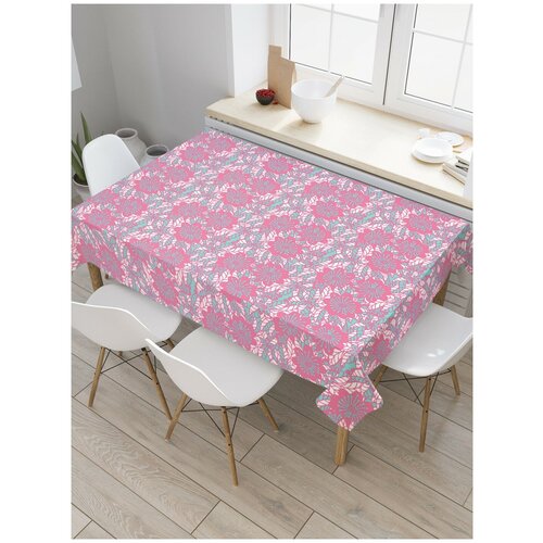 Скатерть прямоугольная JoyArty на кухонный стол "Цветочный дудлинг" из оксфорда, 120x145 см