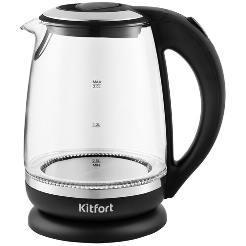 Чайник Kitfort KT-655, черный/серебристый