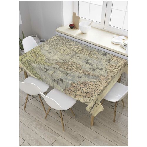 Скатерть прямоугольная JoyArty на кухонный стол "Старая карта мира" из оксфорда, 120x145 см