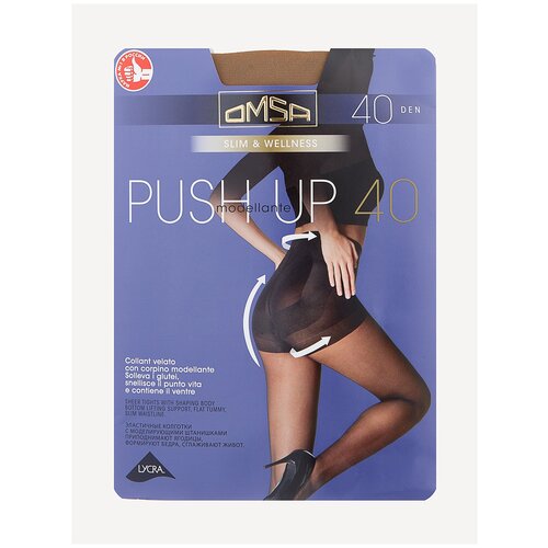 Колготки Omsa Push Up, 40 den, размер 3, коричневый, бежевый