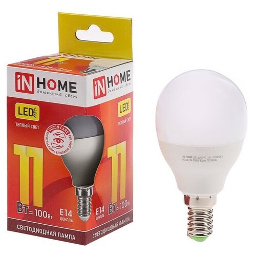 Лампа светодиодная IN HOME LED-ШАР-VC, Е14, 11 Вт, 230 В, 3000 К, 990 Лм