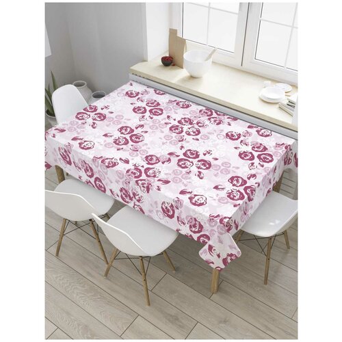 Скатерть прямоугольная JoyArty на кухонный стол "Силуэты роз" из оксфорда, 180x145 см