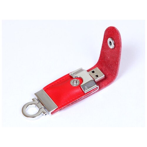 Кожаная флешка брелок для нанесения логотипа (4 Гб / GB USB 2.0 Красный/Red 209 Flash drive)