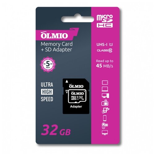 Карта памяти Partner/Olmio microSDHС 32Gb Class 10 UHS-I с адаптером
