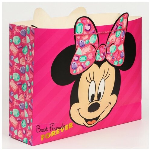 Пакет подарочный для девочки с ручками Disney Минни Маус "Best friends forever", ламинированный, цвет розовый, размер 40х31х11,5 см