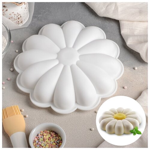 Форма для муссовых десертов и выпечки Доляна «Ромашка», 22×5 см, цвет белый