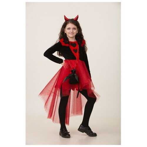 Карнавальный костюм Батик Дьяволица размер 140-72 на праздник, на утренники, на хэллоуин, на новый год, костюм дьяволицы, костюм дьяволицы для девочки