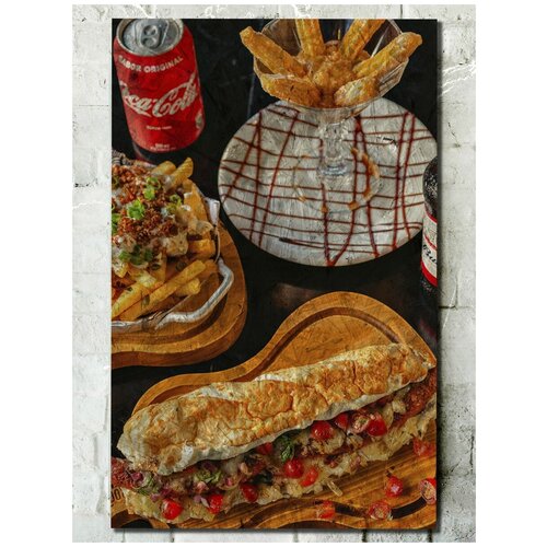 Картина интерьерная на рельефной доске Разное Еда (фаст фуд, блюдо, интерьер, бар, кофейня, food) - 4535