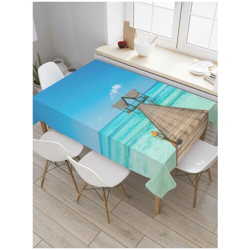 Скатерть прямоугольная JoyArty на кухонный стол "Морская беседка" из оксфорда, 180x145 см