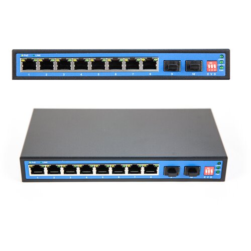 POE коммутатор HTV-POE2282D-2SFP POE-8 портов 2 Uplink SFP