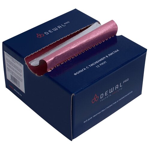 Фольга DEWAL PRO с тиснением в коробке, розовая, 13 мкм, размер 127х279 мм, 500 листов 02-13 pink