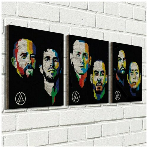 Модульная картина на рельефной доске ОСП 66x24 см квадратные музыка Linkin Park - 60