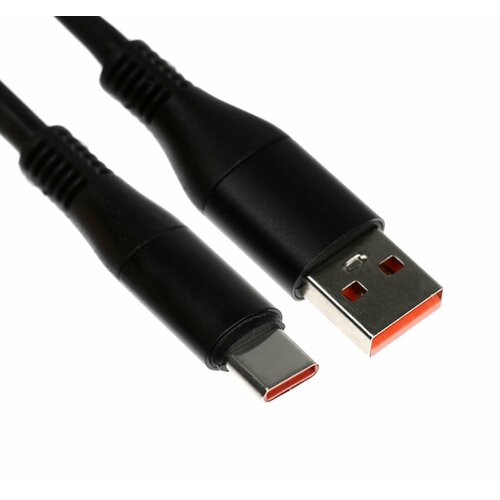 Кабель Type-C - USB, 5 A, оплётка TPE, утолщенный, 1 метр, чёрный