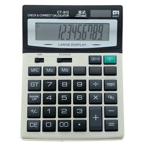 Калькулятор настольный, 12 - разрядный, CT - 912, двойное питание, большой