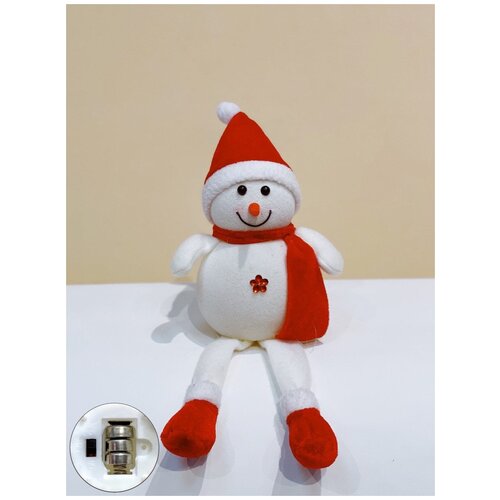 Рождественское украшение (Снеговик с LED, 15 см. ) Красный