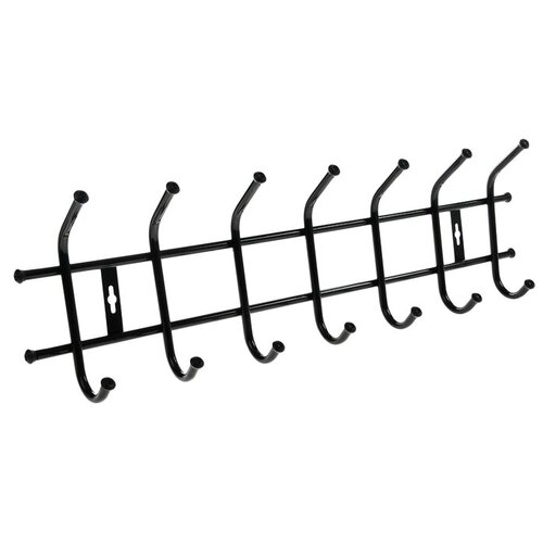 Вешалка настенная на 7 крючков, 68×21,5 см, цвет чёрный