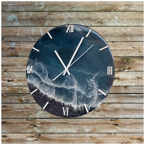 Авторские часы Черное море (ручная работа, размер d30), часы настенные/часы настенные бесшумные/часы настенные на кухню