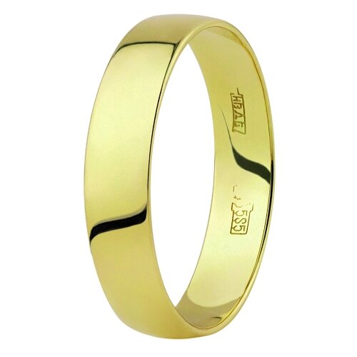 Кольцо обручальное Юверос, желтое золото, 585 проба, размер 20, белый