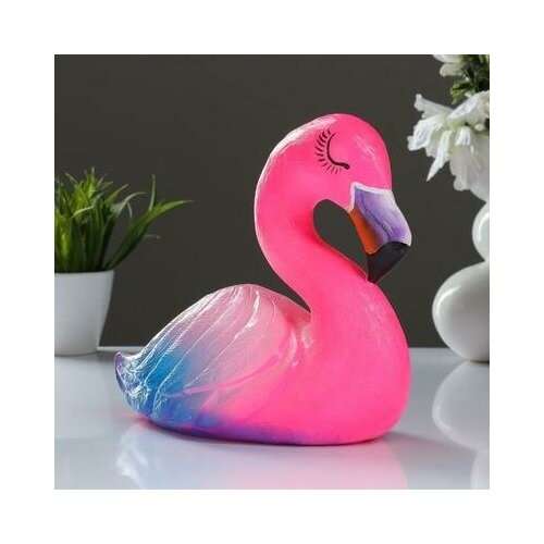 Копилка"Фламинго большой" розовый с фиолетовым 24см Хорошие сувениры .