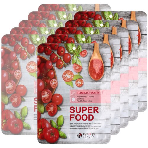 Маска для лица тканевая с томатом Eyenlip beauty Super Food Mask Tomato, 10 шт