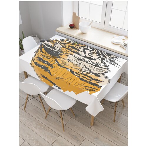Скатерть прямоугольная JoyArty "Профиль тигра" из сатена, 180x145 см