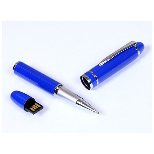 Флешка в виде ручки с мини чипом (128 Гб / GB USB 2.0 Синий/Blue 370 Для школы)