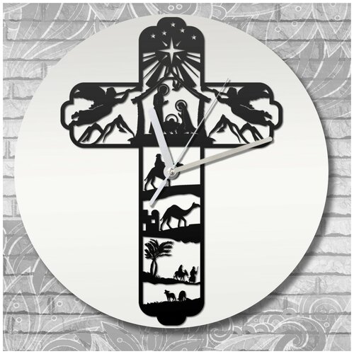 Настенные часы деревянные бесшумные Религия (Крест, христианство) - 346