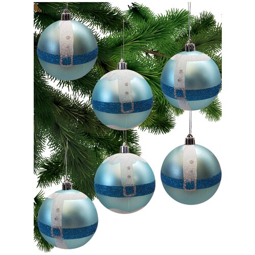 Набор шаров Winter Tale - 6шт, пластик, D8см, Диз.2 (голубые)