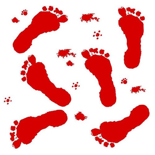 Набор наклеек "Кровавые отпечатки ног" 24,7 x 34,6 см (Цв: Красный )