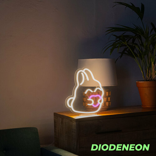 DIODENEON / Светильник, ночник - Неоновый зайчик 34х40 см.